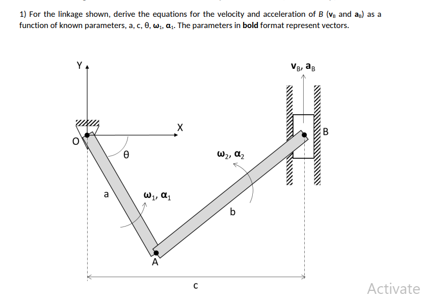 Solved 1 For The Linkage Shown Derive The Equations For