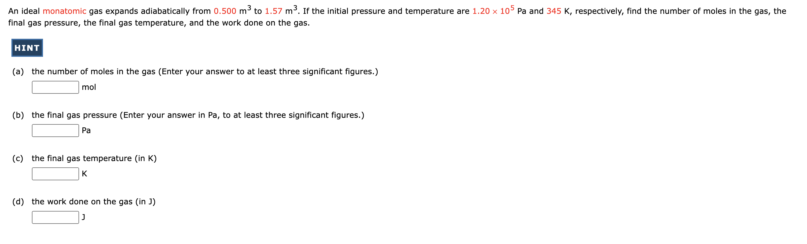 Solved An ideal monatomic gas expands adiabatically from | Chegg.com