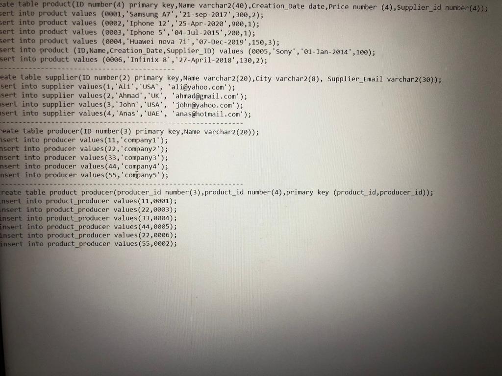 Solved 1.List all products as following: was created from | Chegg.com