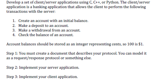 Develop a set of client/server applications using C, | Chegg.com
