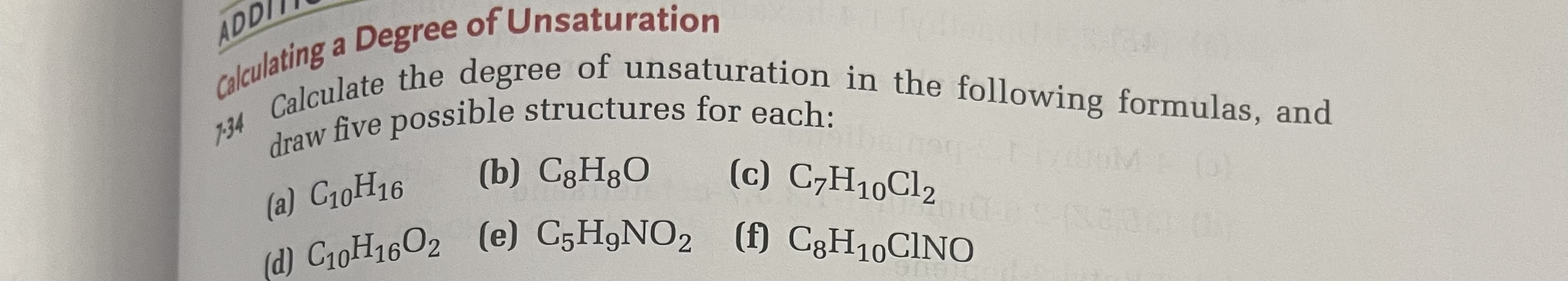 Solved calculating a Degree of Unsaturation1.34 ﻿Calculate | Chegg.com