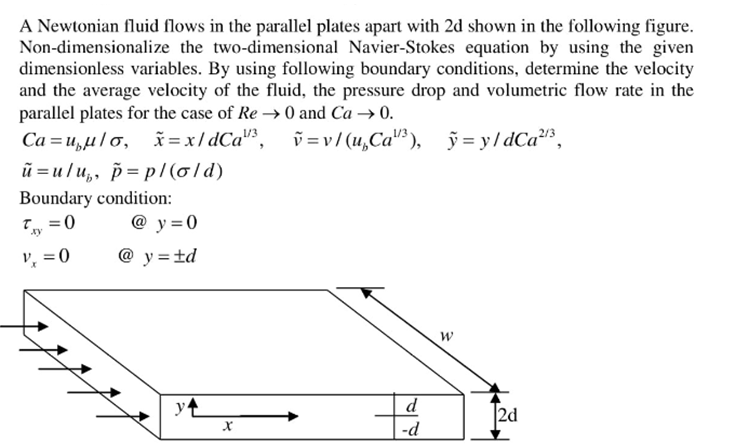 Solved A Newtonian fluid flows in the parallel plates apart | Chegg.com