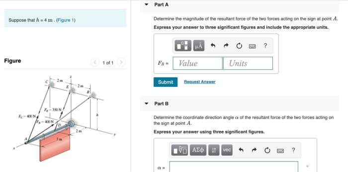 Solved Part A Determine the magnitude of the resultant force | Chegg.com