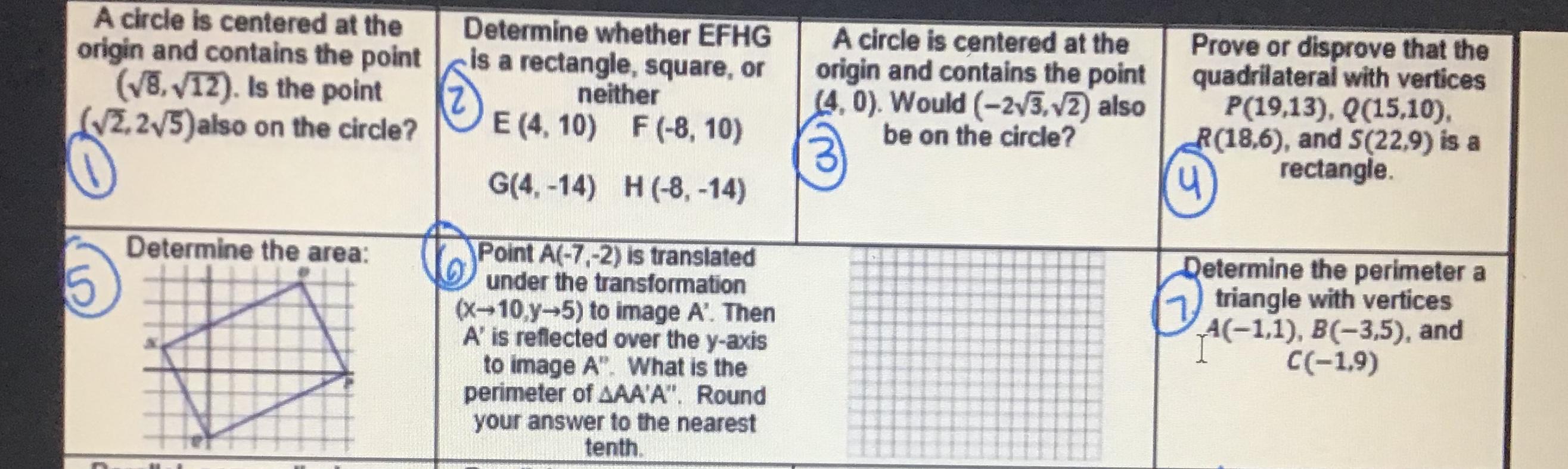 Solved A circle is centered at the origin and contains the | Chegg.com