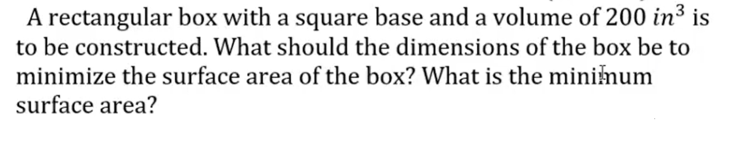Solved A rectangular box with a square base and a volume of | Chegg.com
