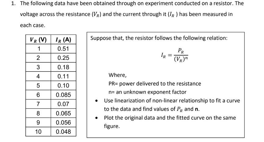 Solved 1. The following data have been obtained through on | Chegg.com