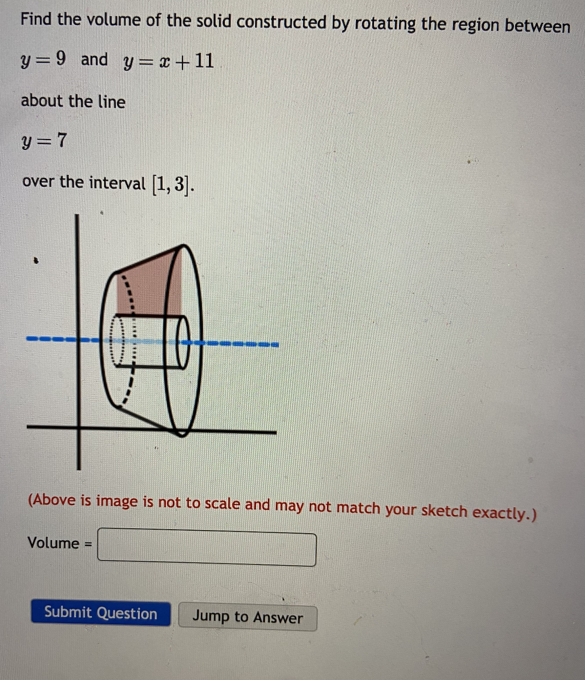 Solved Find the volume of the solid constructed by rotating | Chegg.com