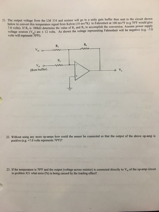 Solved 21. The output voltage from the LM 334 and resistor | Chegg.com