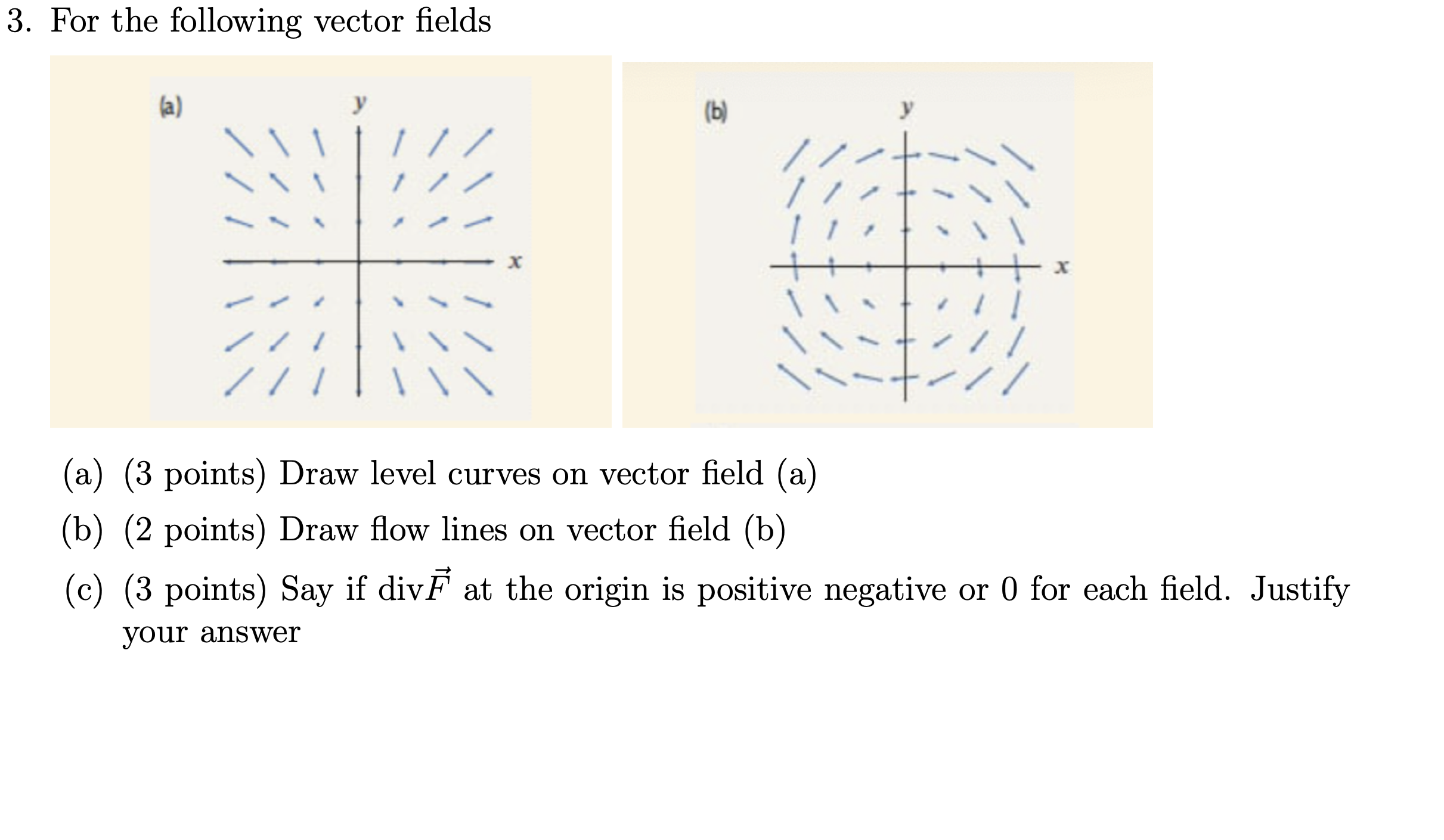 For the following vector fields (a) (3 points) Draw | Chegg.com