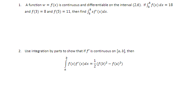 Solved 1 A Function W F X Is Continuous And Differentiable