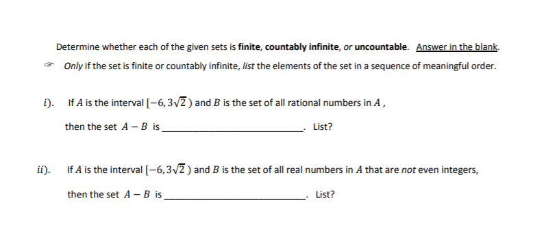 Solved Determine whether each of the given sets is finite, | Chegg.com