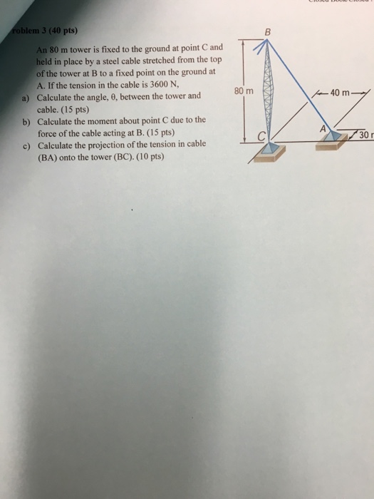 Solved An 80 m tower is fixed to the ground at point C and | Chegg.com