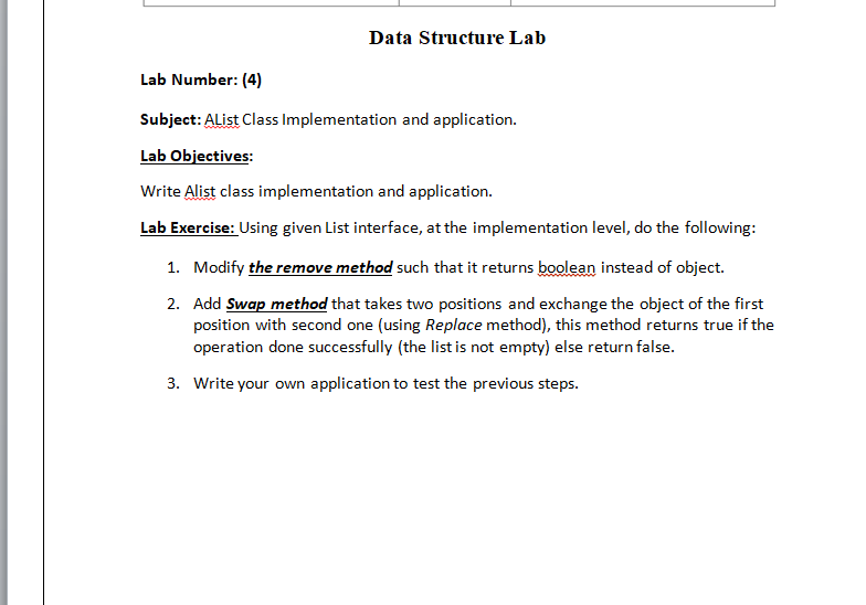 Solved Data Structure Lab Lab Number: (4) Subject: AList | Chegg.com