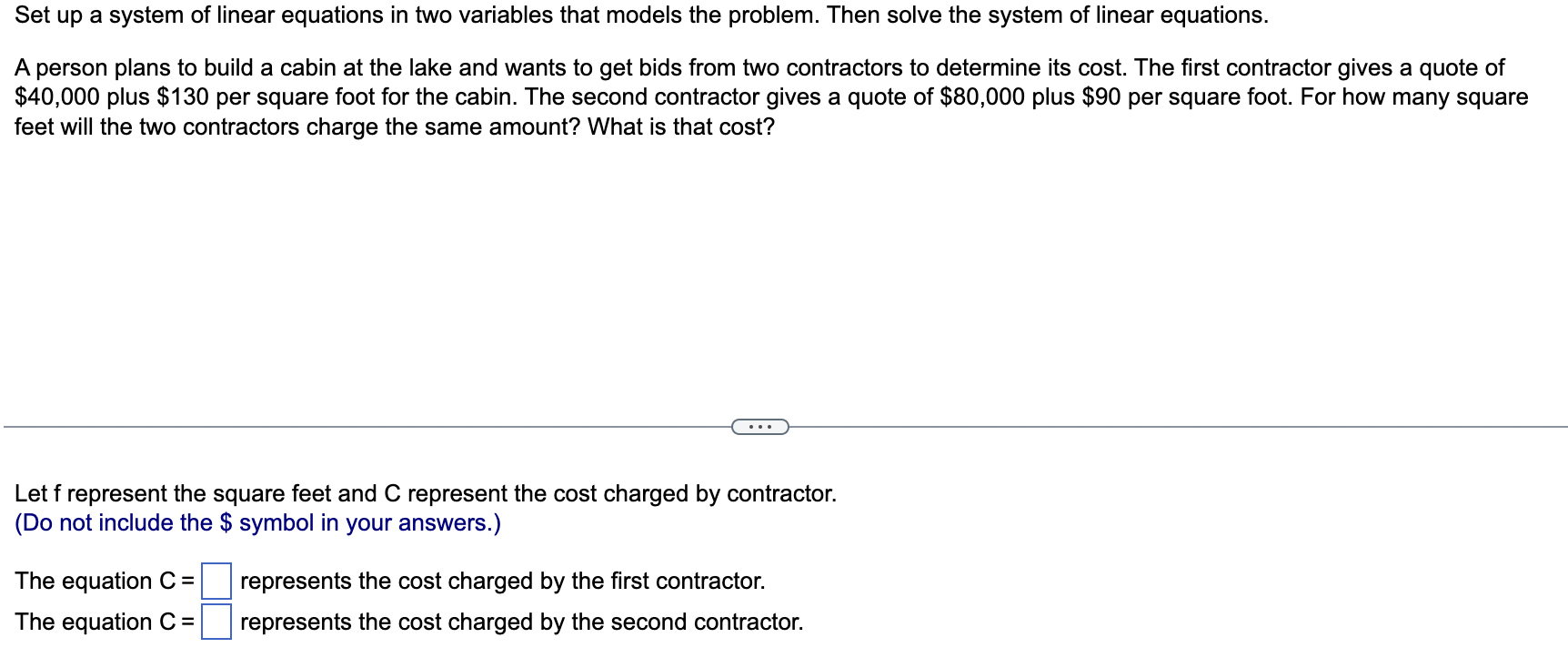 Solved Set up a system of linear equations in two variables | Chegg.com