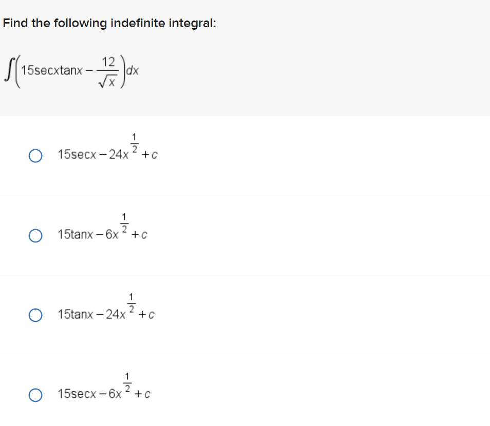 Solved Find the following indefinite | Chegg.com