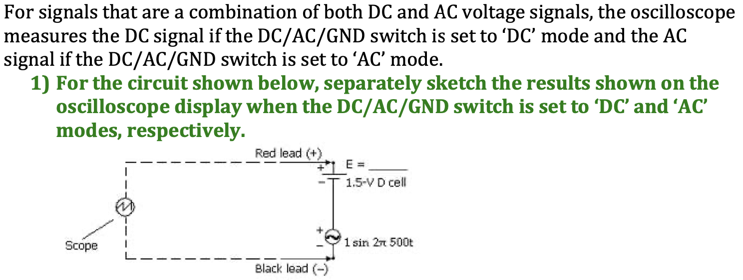 Solved For signals that are a combination of both DC and AC | Chegg.com