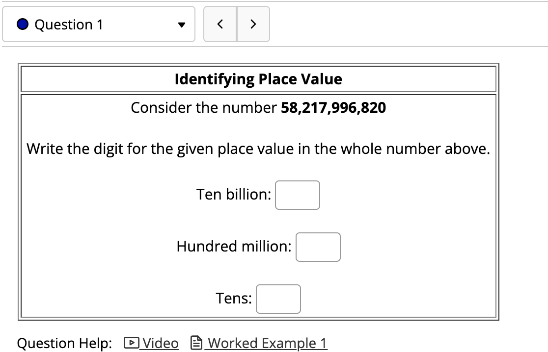 Solved Question 1 > Identifying Place Value Consider the | Chegg.com