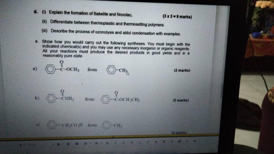 Solved d. (1) Explain the formation of Bakelite and Novolac. | Chegg.com