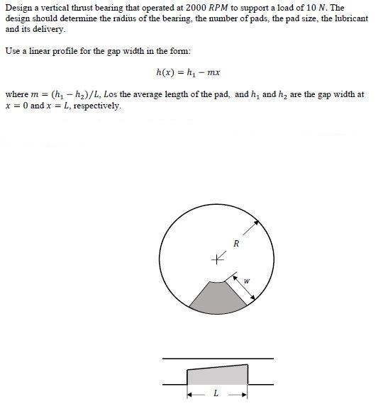 Solved Design a vertical thrust bearing that operated at | Chegg.com