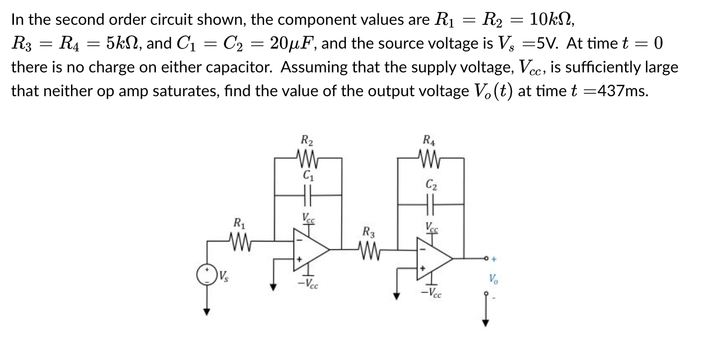 Solved In the second order circuit shown, the component | Chegg.com
