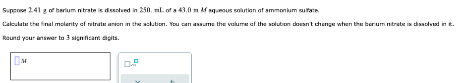 Solved Suppose 2.41 g of barium nitrate is dissolved in | Chegg.com