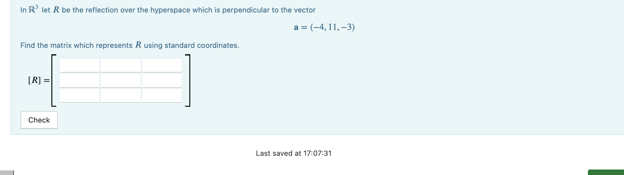 Solved In R3 let R be the reflection over the hyperspace | Chegg.com