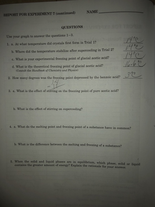 Solved REPORT FOR EXPERIMENT 7 (continued)NAME QUESTIONS Use | Chegg.com