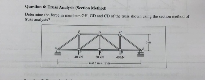 Solved Question 6: Truss Analysis (Section Method) Determine | Chegg.com