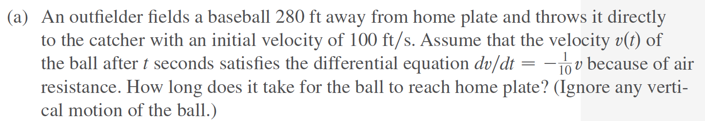 Solved a) An outfielder fields a baseball 280ft away from | Chegg.com