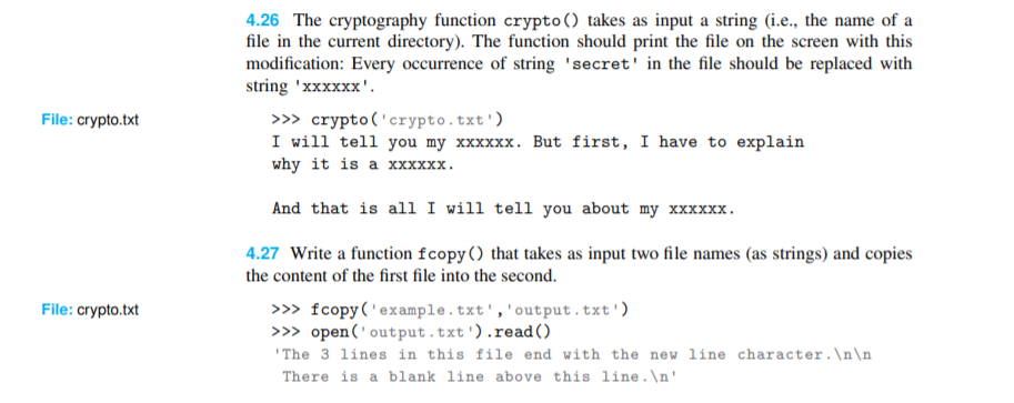 Solved 4.26 The cryptography function crypto() takes as | Chegg.com