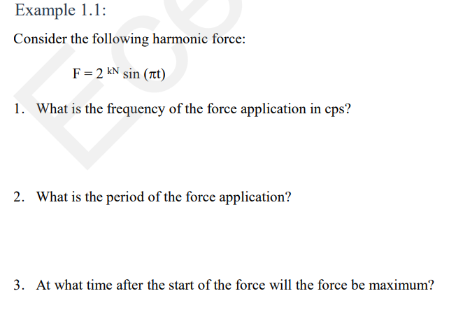 Solved Example 1.1: Consider the following harmonic force: | Chegg.com