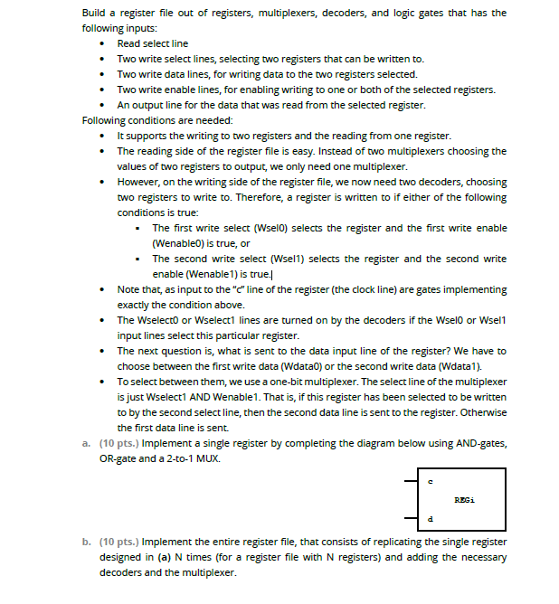 Build a register file out of registers, multiplexers, | Chegg.com