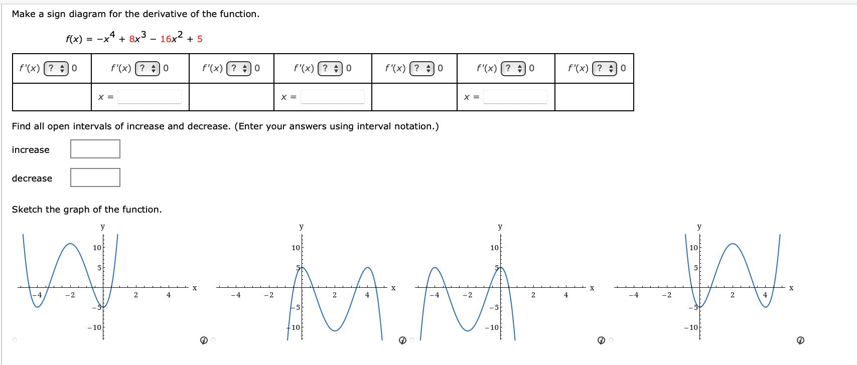 Solved Make a sign diagram for the derivative of the | Chegg.com