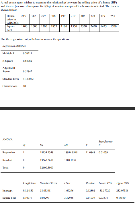 Solved (i) Specify the regression model (ii) Write the | Chegg.com