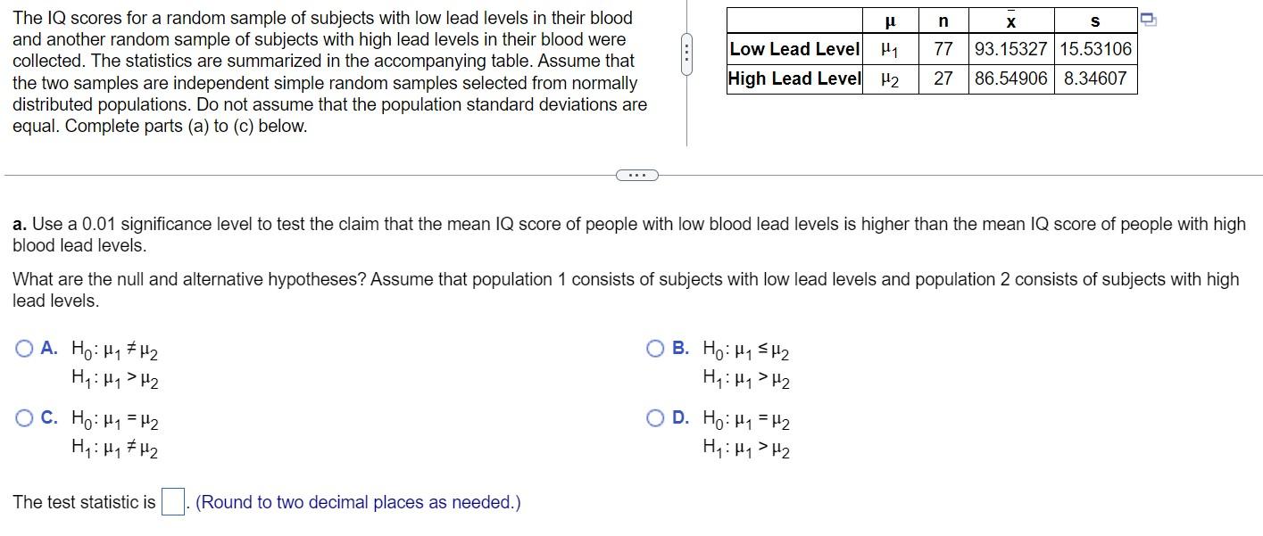 Solved The IQ scores for a random sample of subjects with | Chegg.com Solved The IQ scores for a random sample of subjects with | Chegg.com