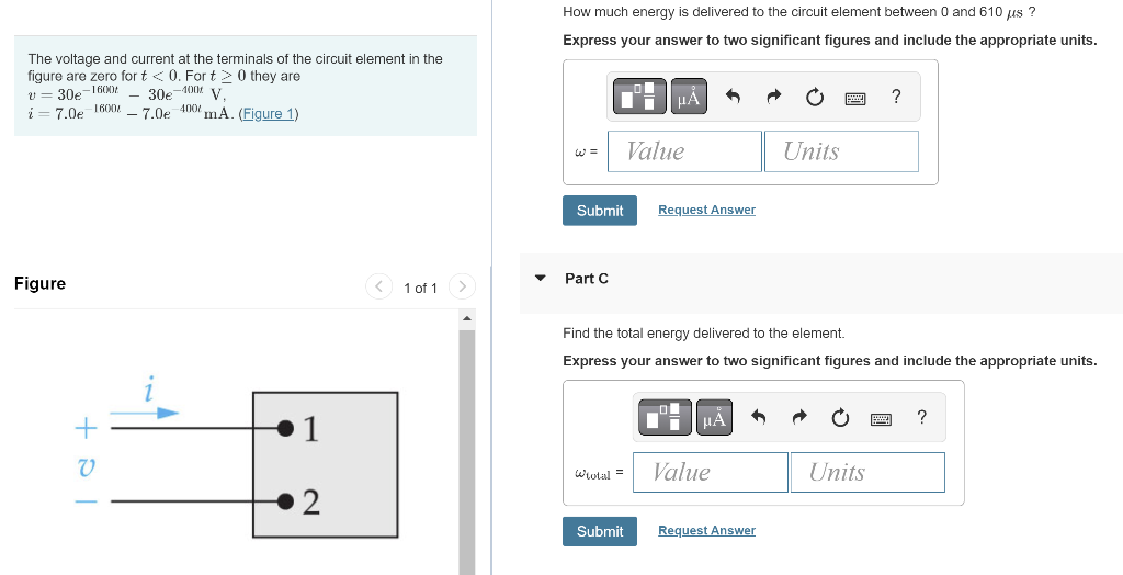 Solved How much energy is delivered to the circuit element | Chegg.com