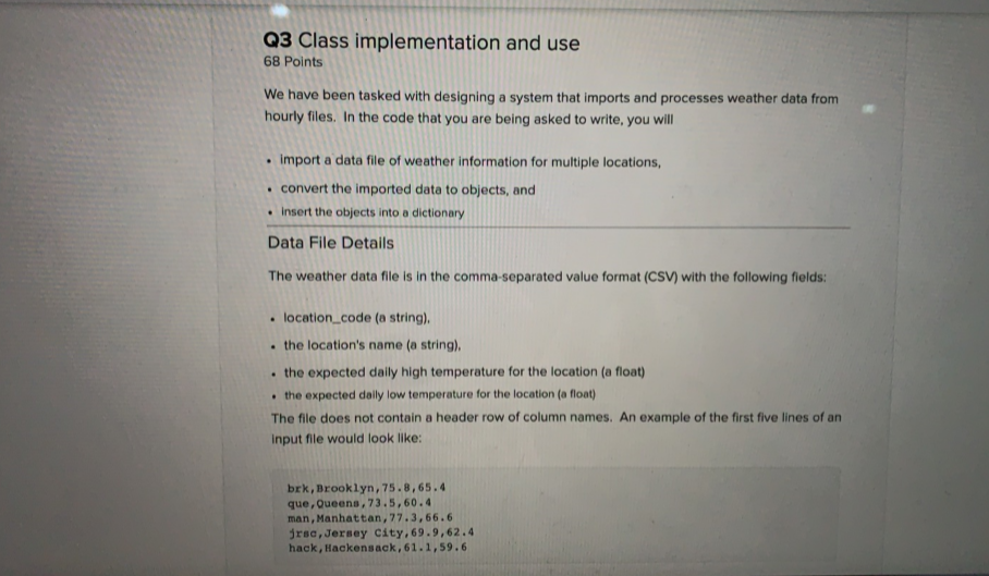 Solved Q3 Class implementation and use 68 Points We have | Chegg.com