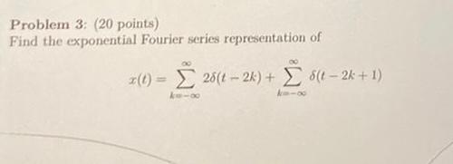 Solved Find the exponential Fourier series representation of | Chegg.com