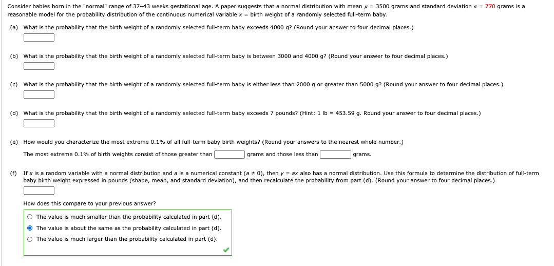 Solved Consider babies born in the "normal" range of 37-43 | Chegg.com