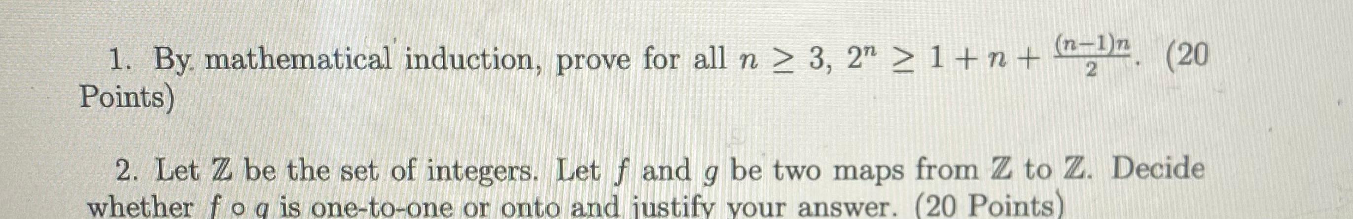 Solved 1. By, mathematical induction, prove for all n > 3, | Chegg.com
