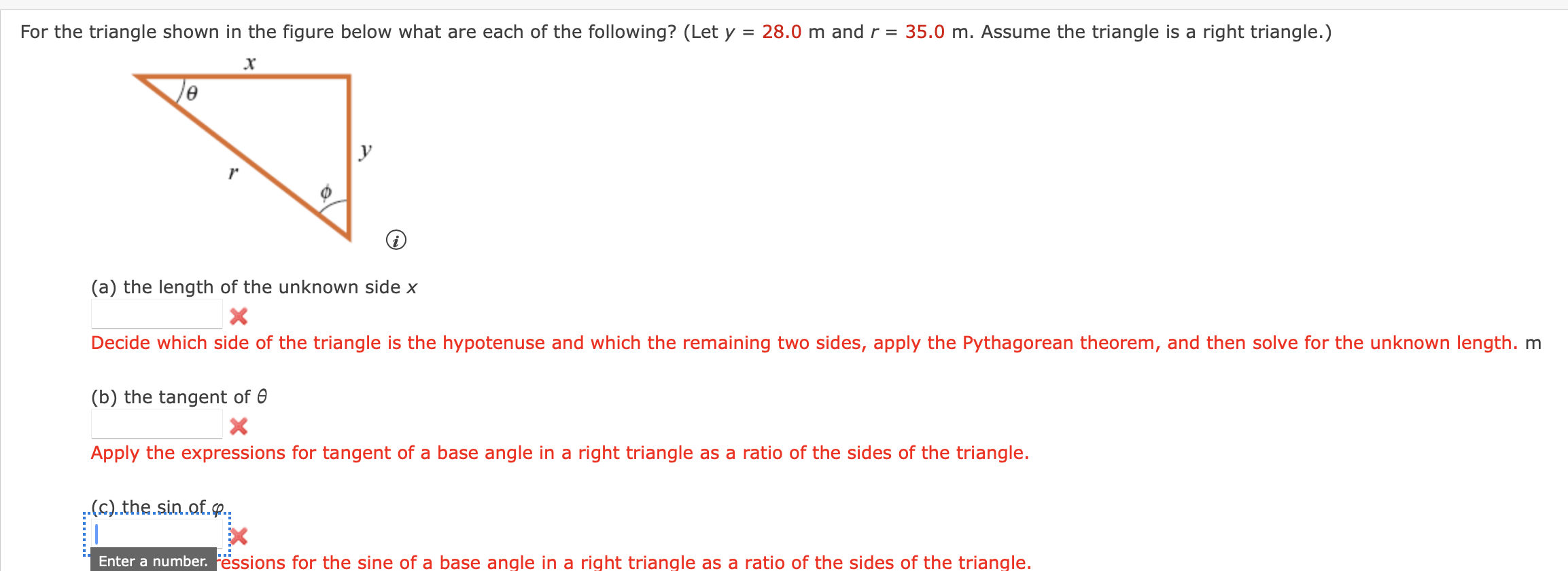 Solved For the triangle shown in the figure below what are | Chegg.com