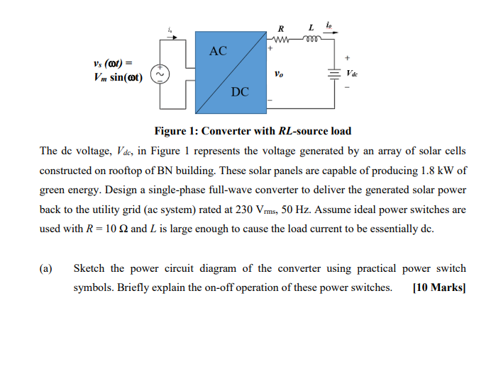 Solved Figure 1: Converter with RL-source load The dc | Chegg.com