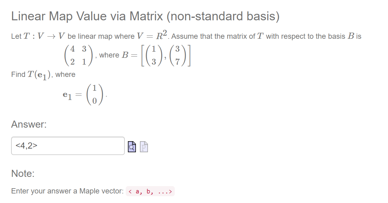 Solved Linear Map Value via Matrix (non-standard basis) Let | Chegg.com