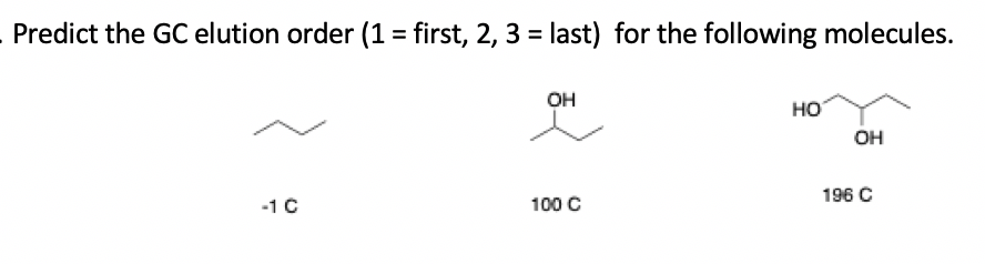 Solved - Predict the GC elution order (1 = first, 2, 3 = | Chegg.com