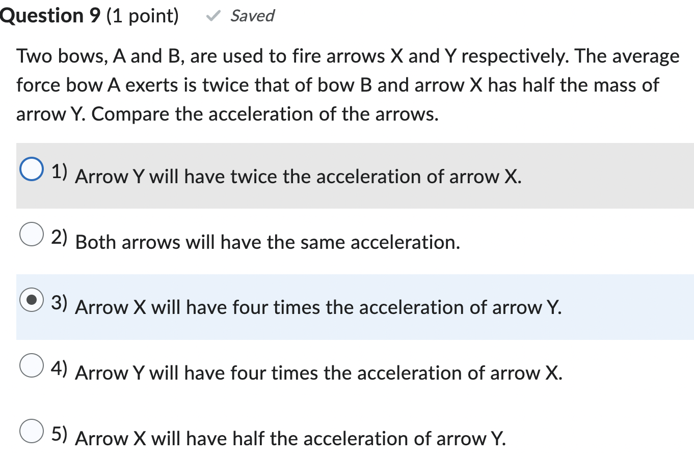 Solved Question 12 (1 point) F = 10N N F = 2N