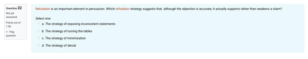 Solved Refutation is an important element persuasion. Which | Chegg.com