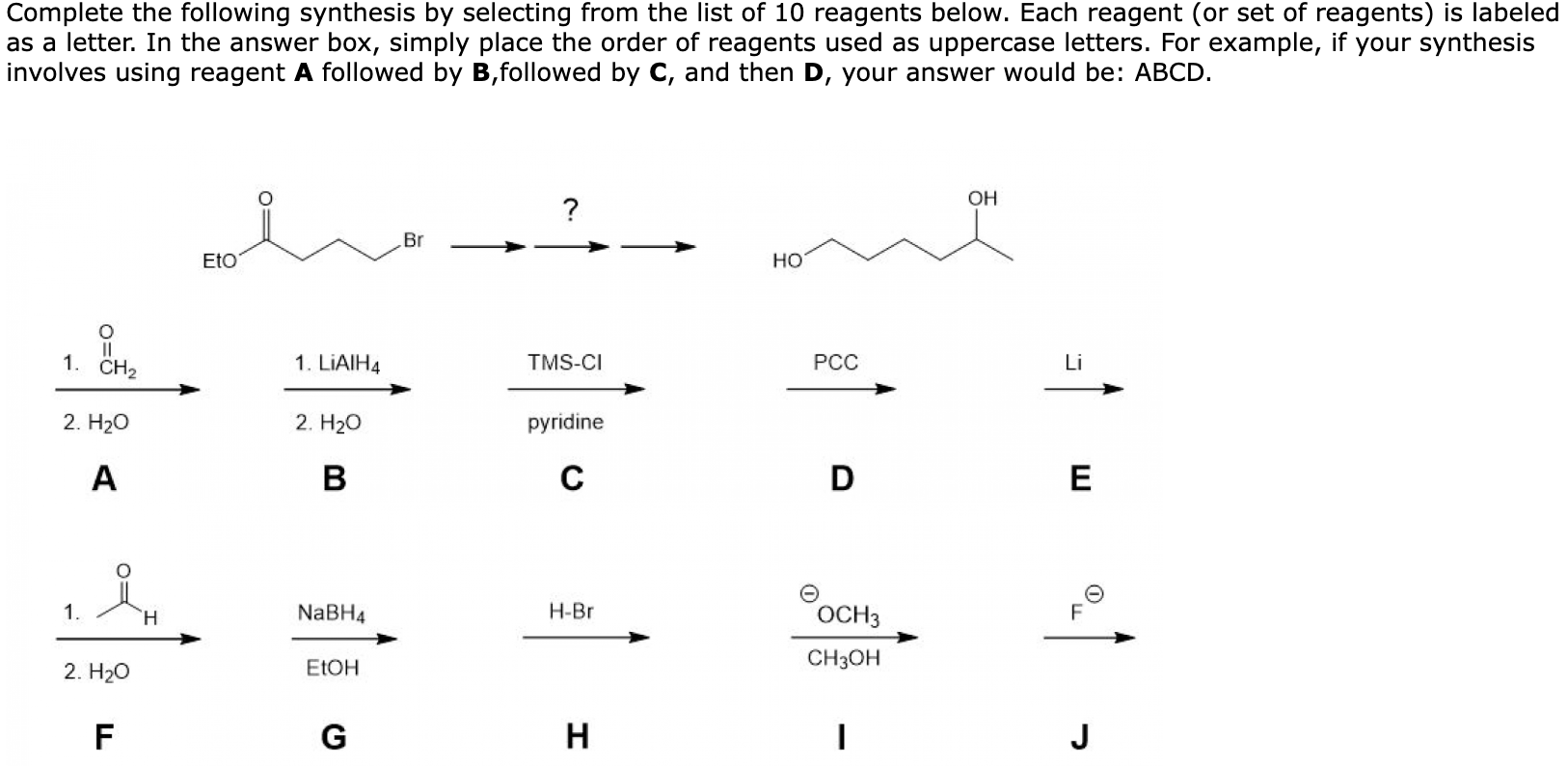 Solved Complete the following synthesis by selecting from | Chegg.com