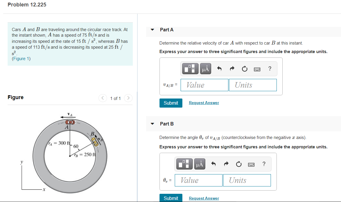 Solved Problem 12.225 Part A Cars A and B are traveling | Chegg.com