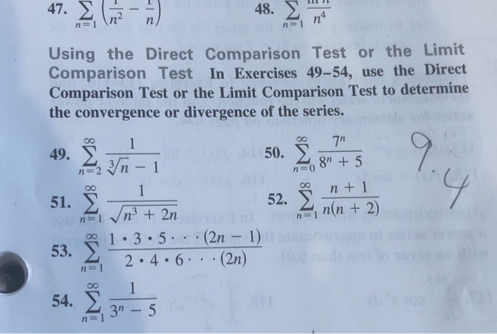 Solved 47. /n n = 1 Using the Direct Comparison Test or the | Chegg.com
