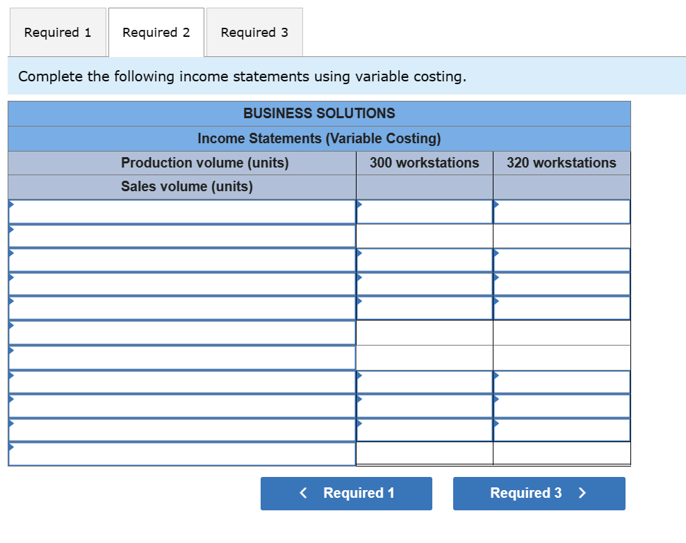 Solved Complete the following income statements using | Chegg.com
